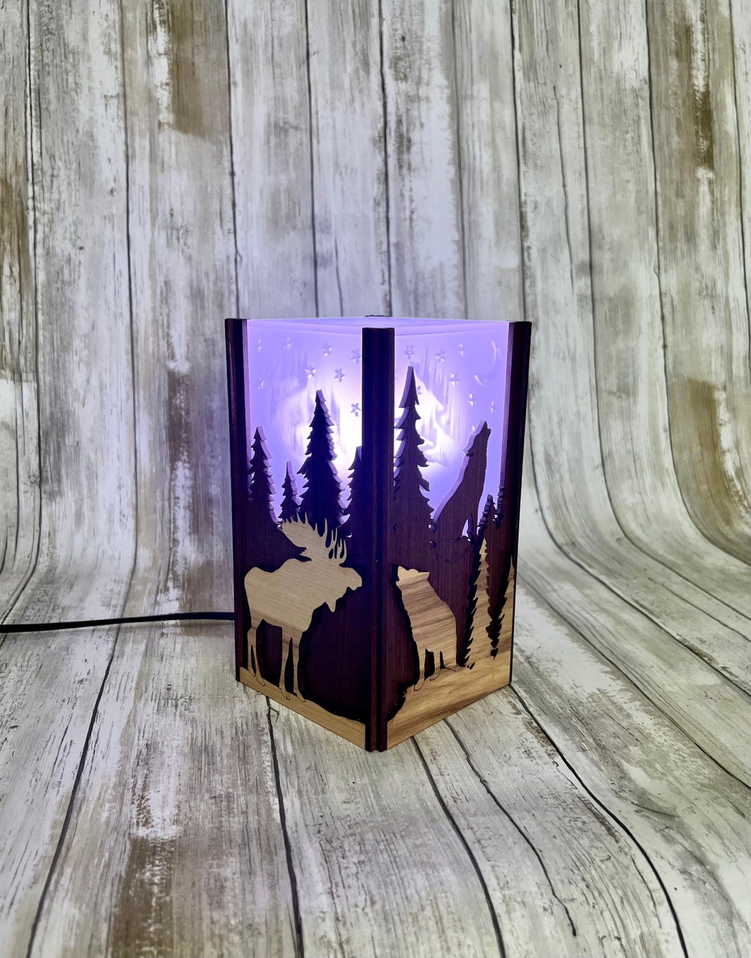 Northern Lights Lamp Wolf Lamp Moose Lamp Decorative Lightlight - Etsy