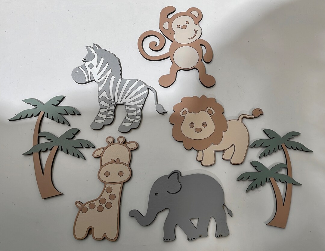 Painted Pastel Wooden Safari Jungle Animals Toy Box Shapes, Painted ...