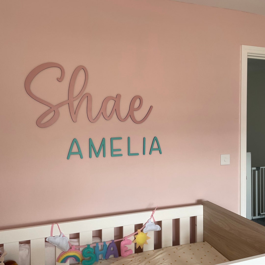 Large Painted Wooden Name Wall Sign Including First and Middle Name for ...