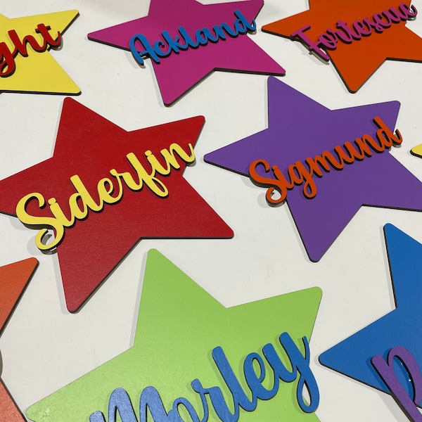 Wooden Star Name Tags - Etsy