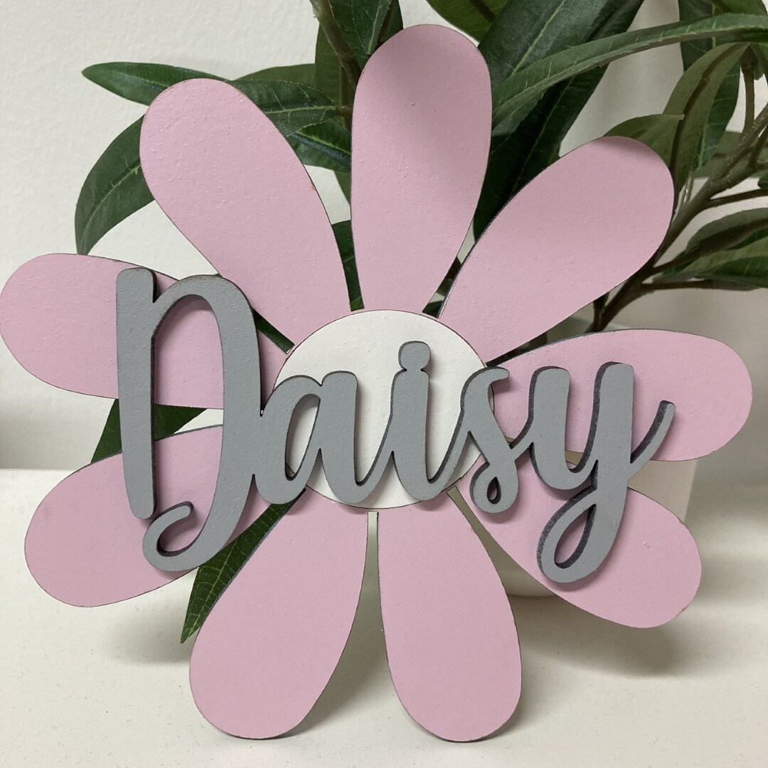 Wooden Daisy Flower With Name Personalised Painted Daisy With Name ...
