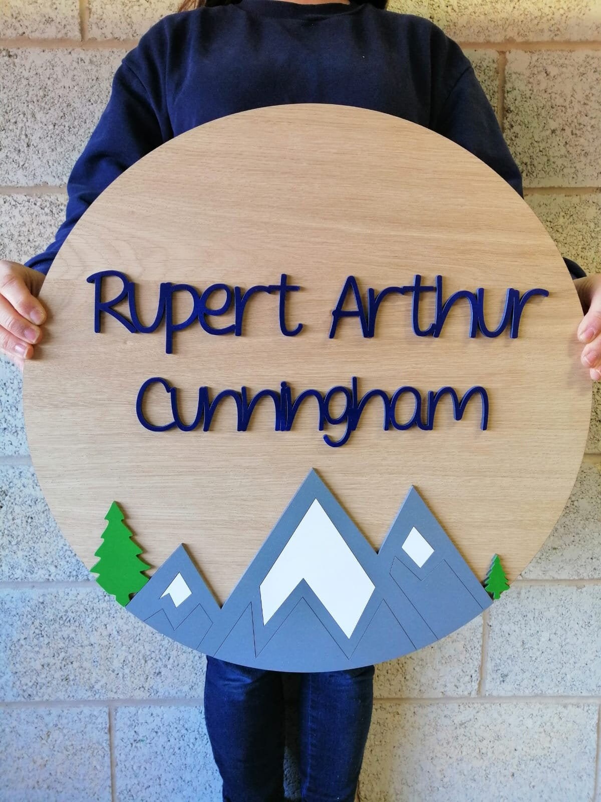 Personalised Wooden Oak Name Sign Mountain Scene Nursery - Etsy