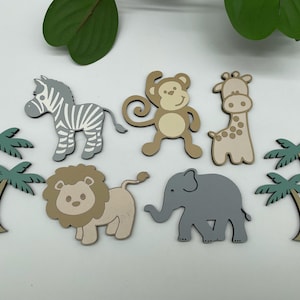 Painted Pastel Wooden Safari Jungle Animals - Toy Box Shapes, Painted ...