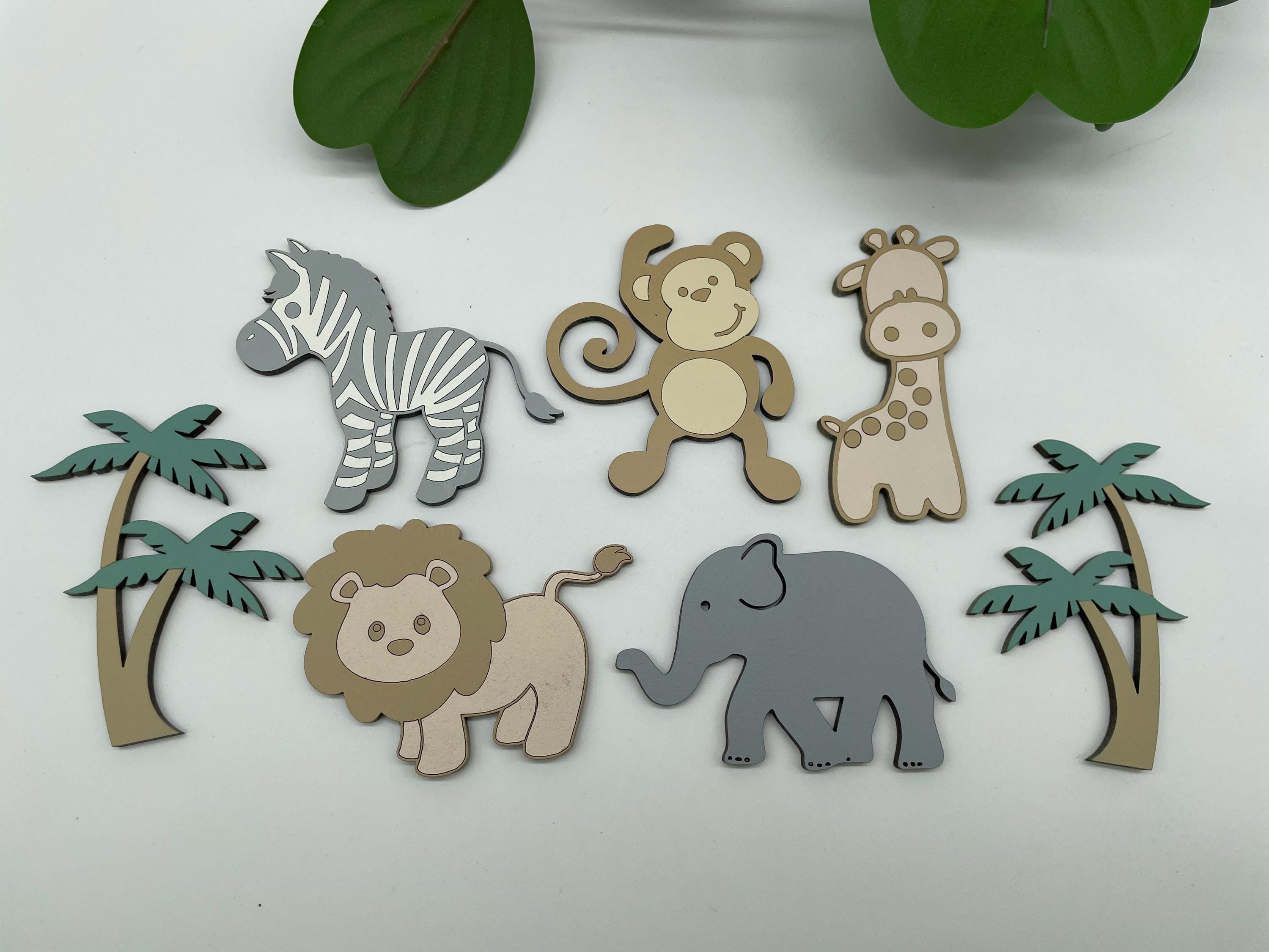 Painted Pastel Wooden Safari Jungle Animals - Toy Box Shapes, Painted ...
