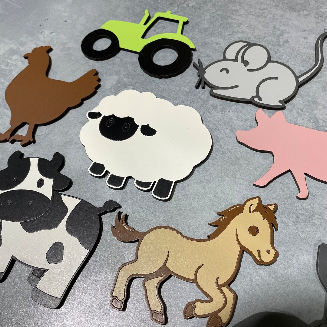 Painted Wooden Farm Animals Shapes, Toy Box Shapes, Painted Characters ...