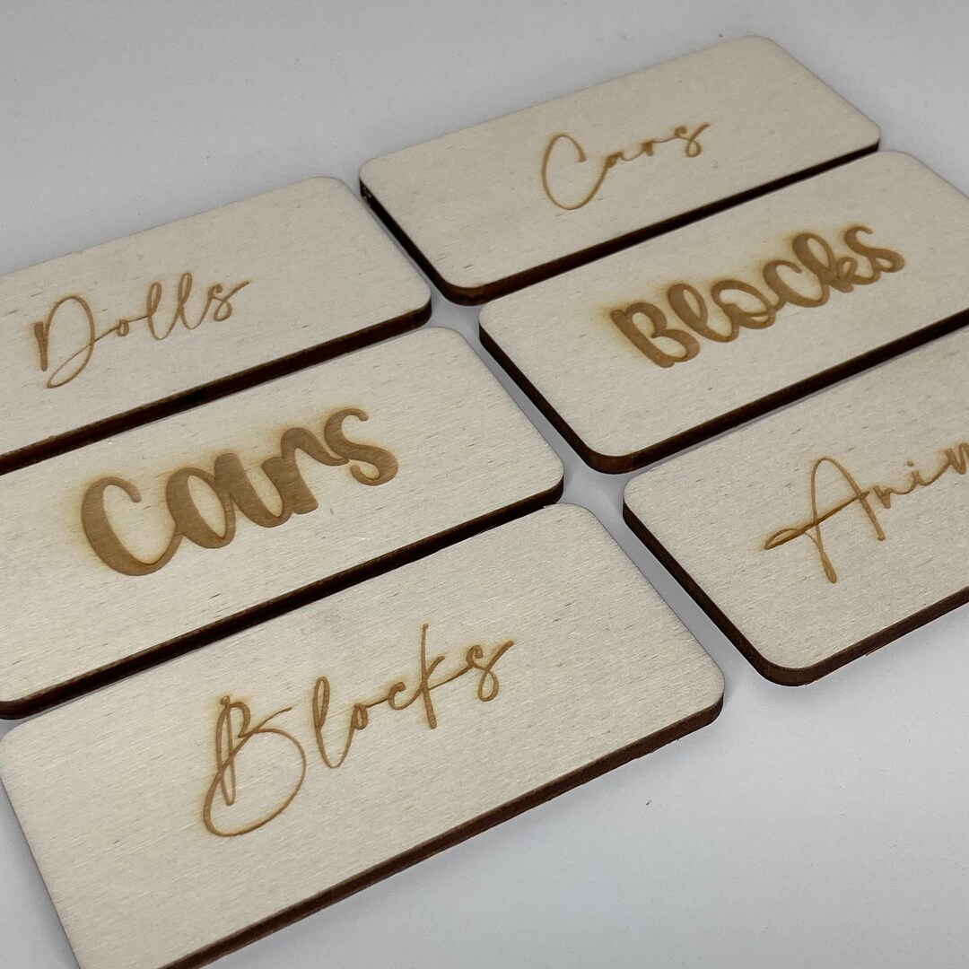 Wooden Storage Labels Engraved Tags Home Decor Nursery Decor ...