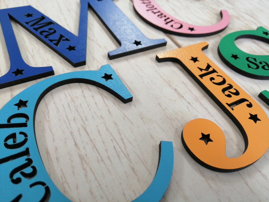 Personalised Wooden Letter With Cut Out Name - ANY COLOUR & NAME ...