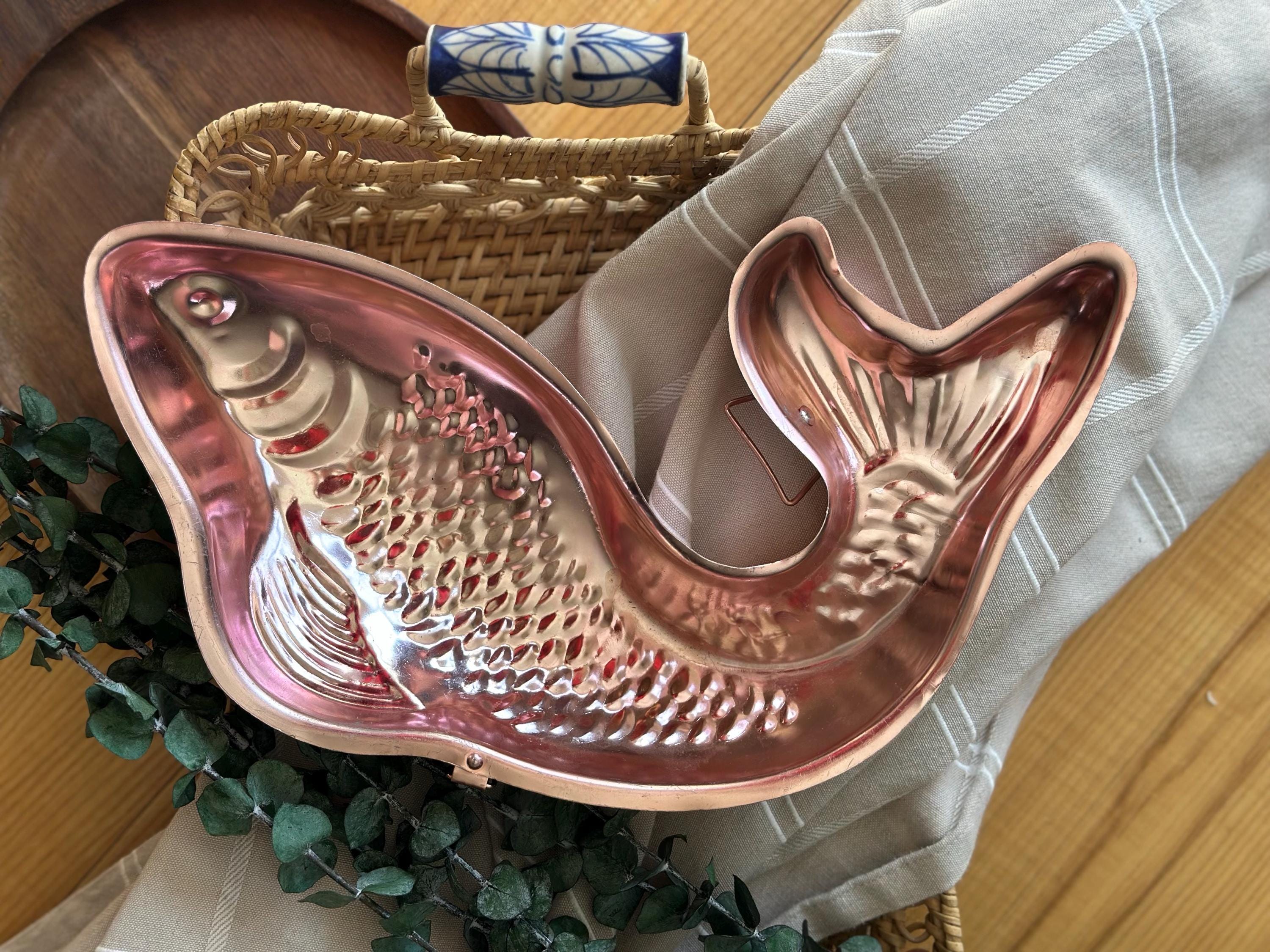 Vintage Fish Shaped Mold – Antique Copper Kitchen Decor, Unique Wall ...