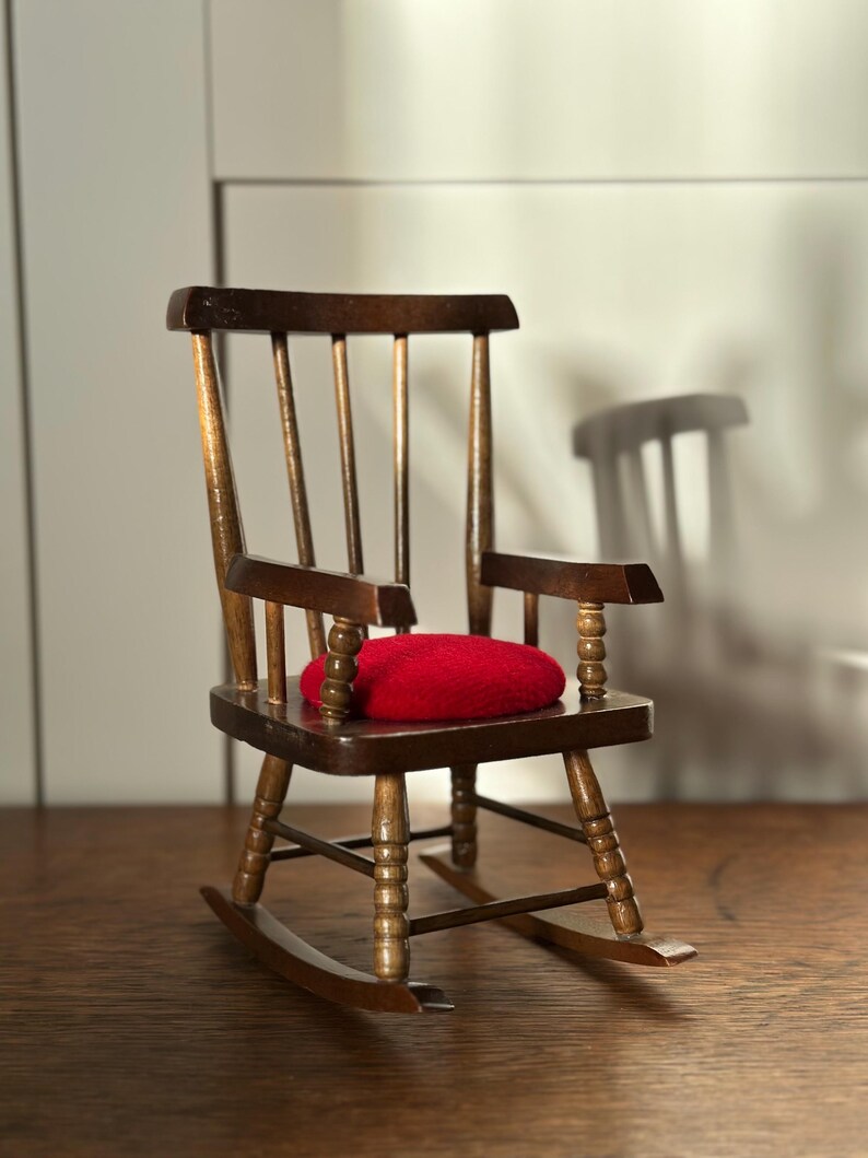 Vintage Wooden Rocking Chair Pincushion, Cottagecore Home Decor ...