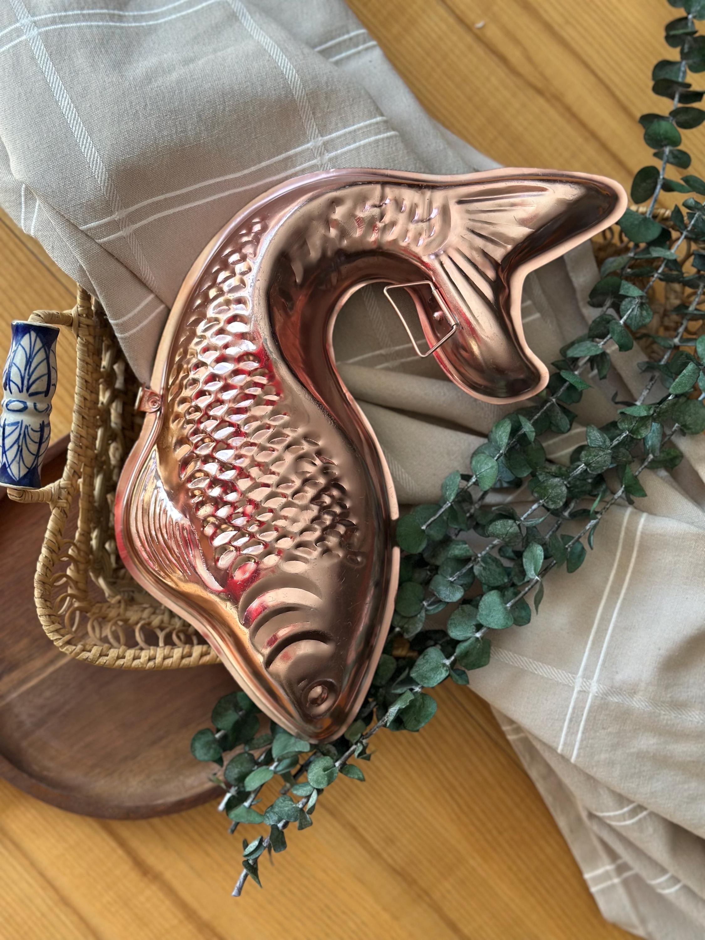 Vintage Fish Shaped Mold – Antique Copper Kitchen Decor, Unique Wall ...