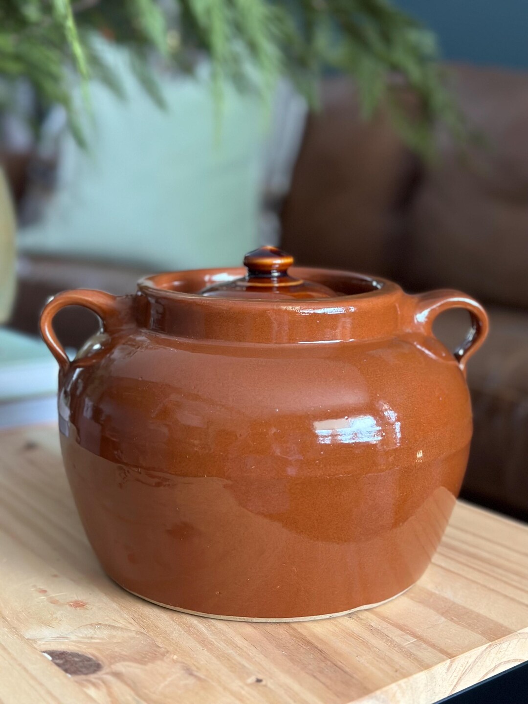 Vintage Brown Glaze Ceramic Bean Pot Redcliff Potteries Alberta With ...