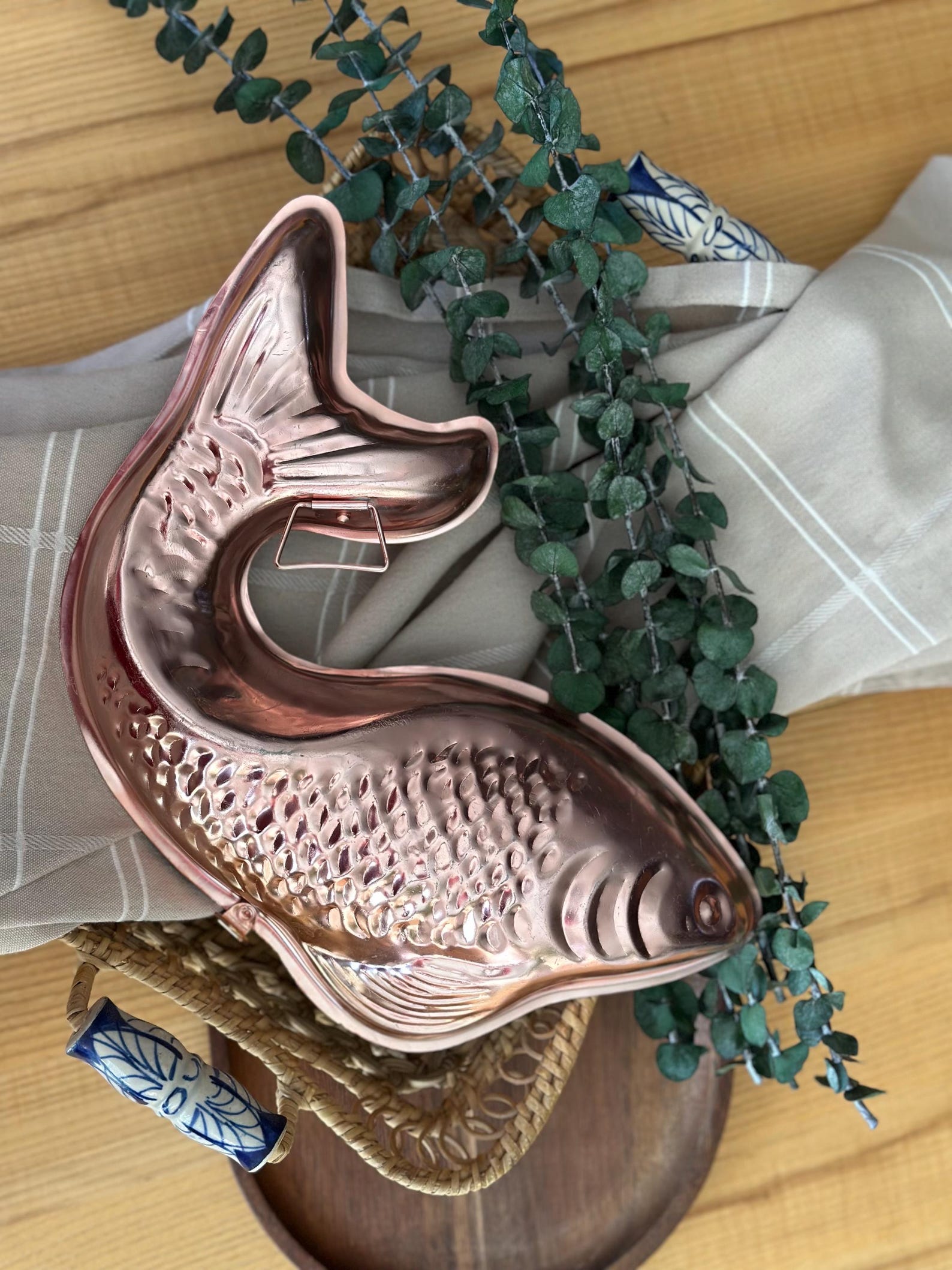 Vintage Fish Shaped Mold – Antique Copper Kitchen Decor, Unique Wall ...