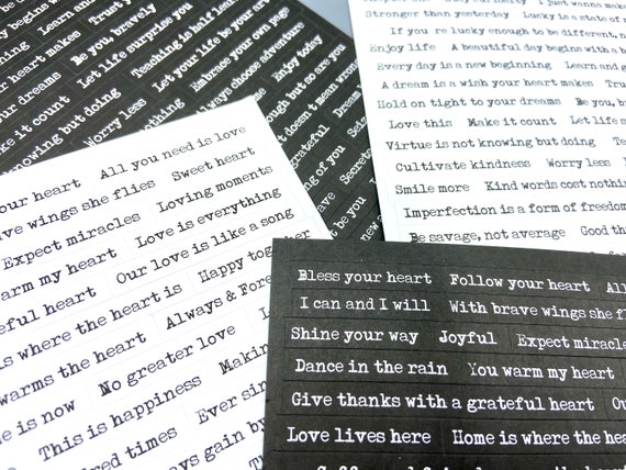 4 Sheets Word Art Stickers Art Journaling Scrapbooking | Etsy