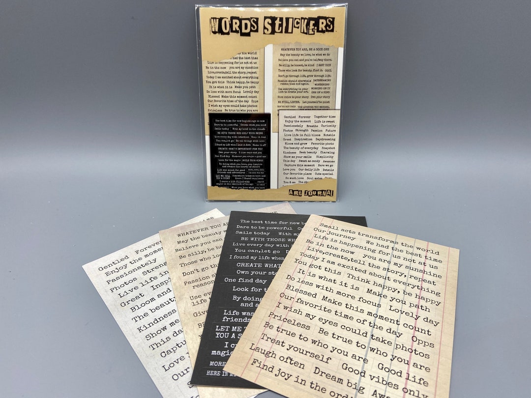 4 Sheets Word Art Stickers Art Journaling, Scrapbooking, Cards, Photo ...