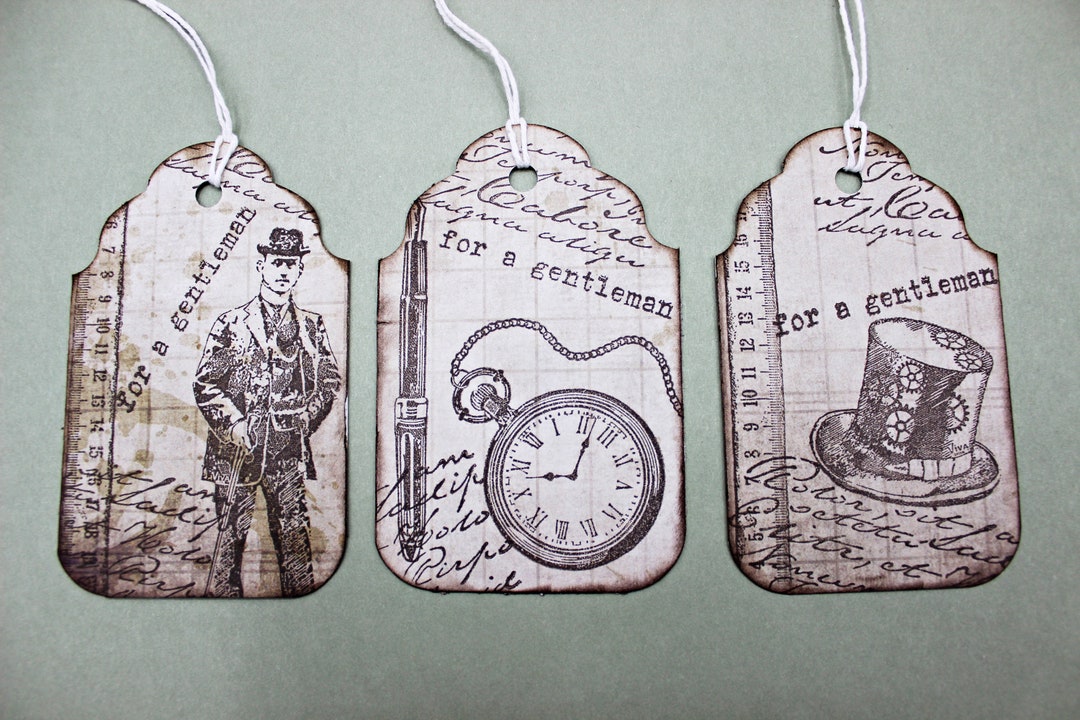 3 Gift Tags gentleman - Etsy