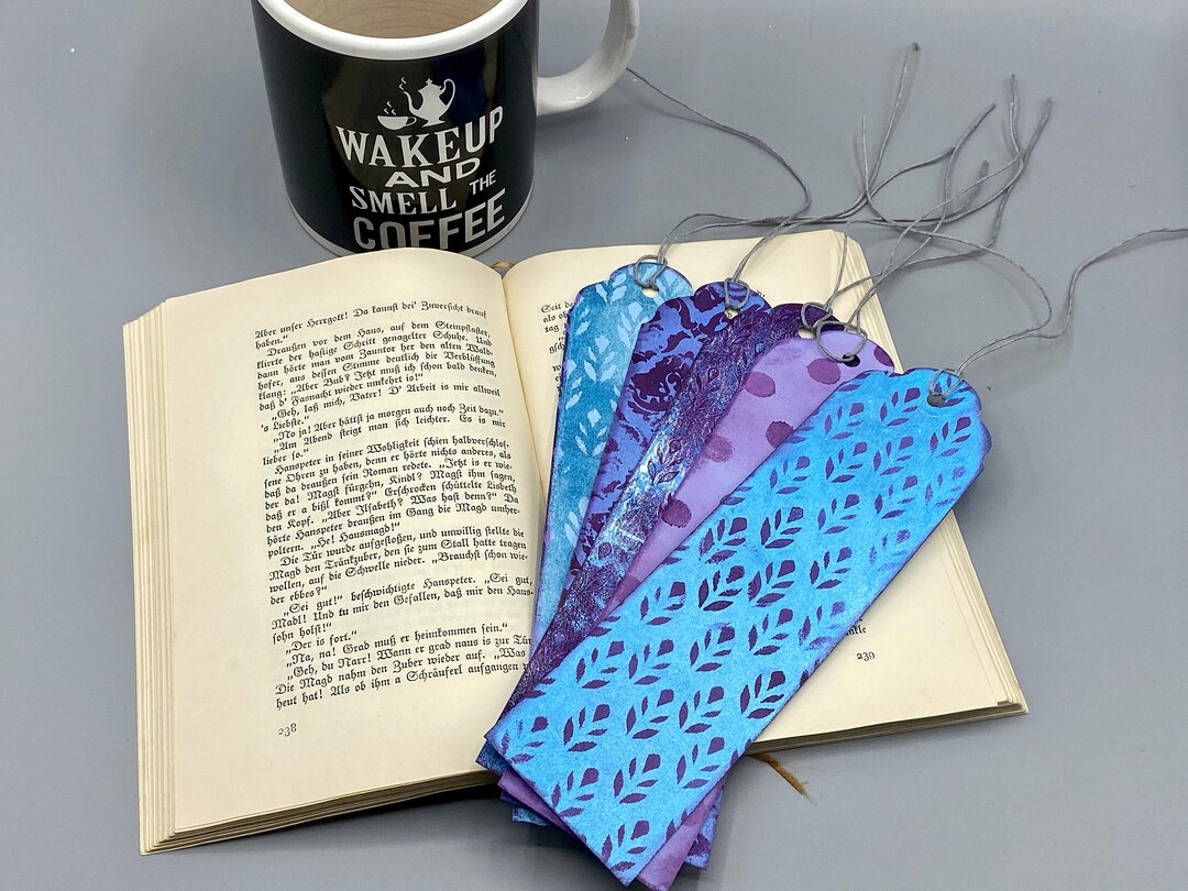 5 Unique Bookmarks, One-of-a-kind, Monoprints, Gelli Plate Print With ...