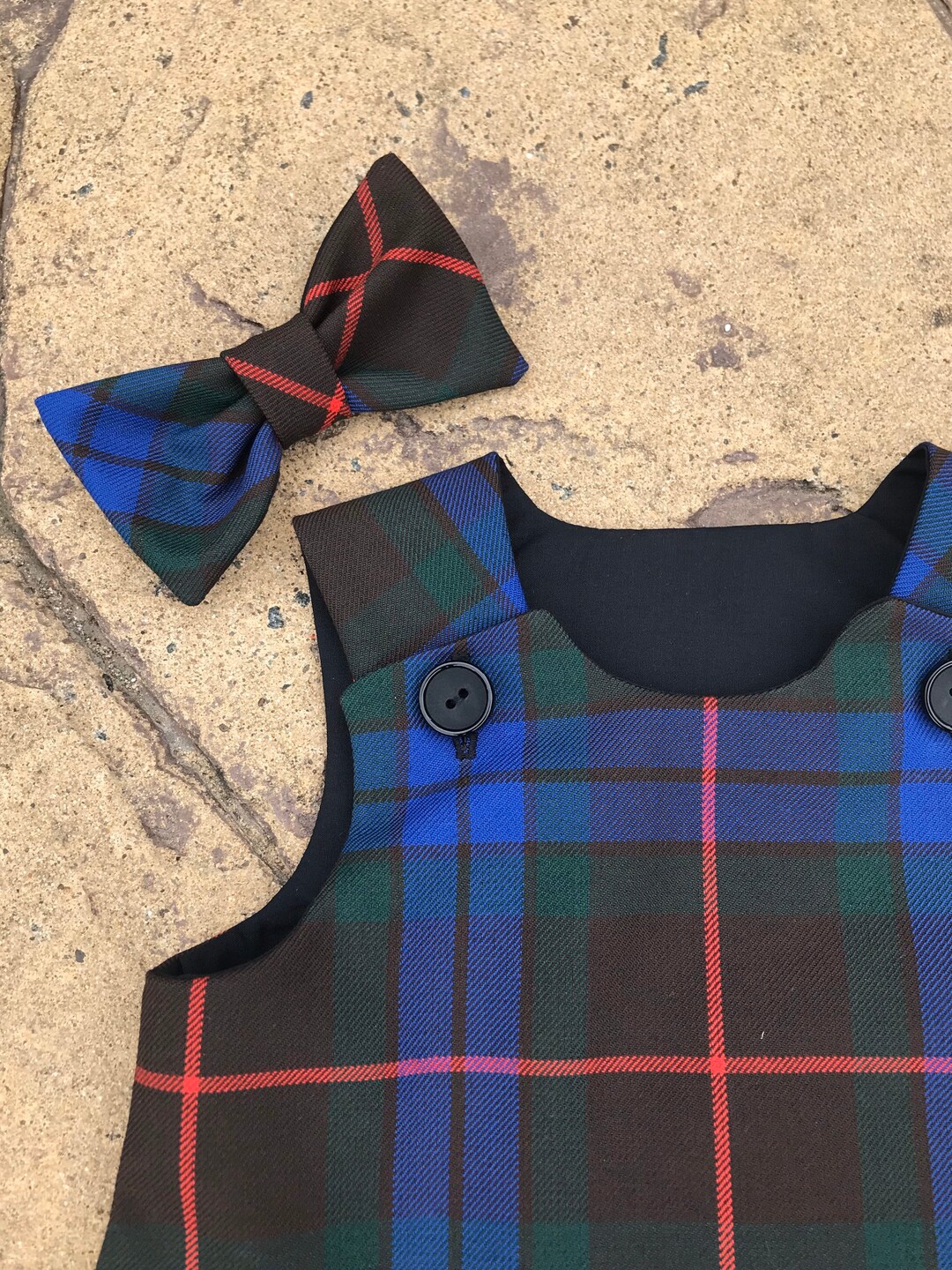 Fraser Ancient Hunting Tartan Pinafore Dress and Hair Bow - Etsy