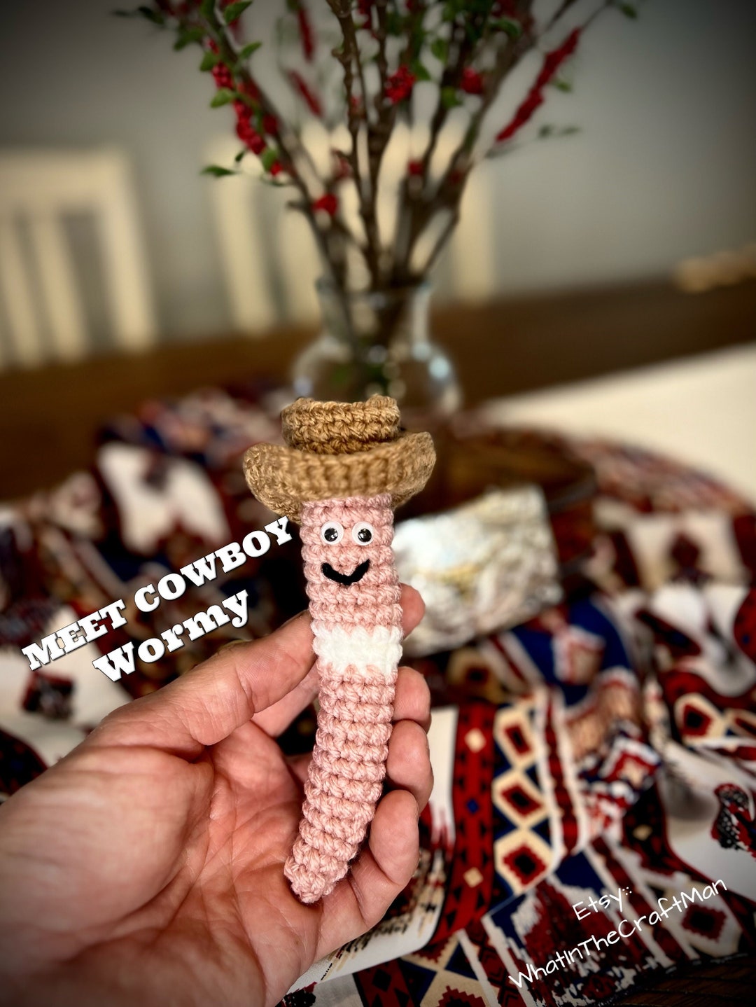 Cowboy Wormy,crochet Worm,crochet Slimy, Worm Keychain,cowboy,cowgirl ...