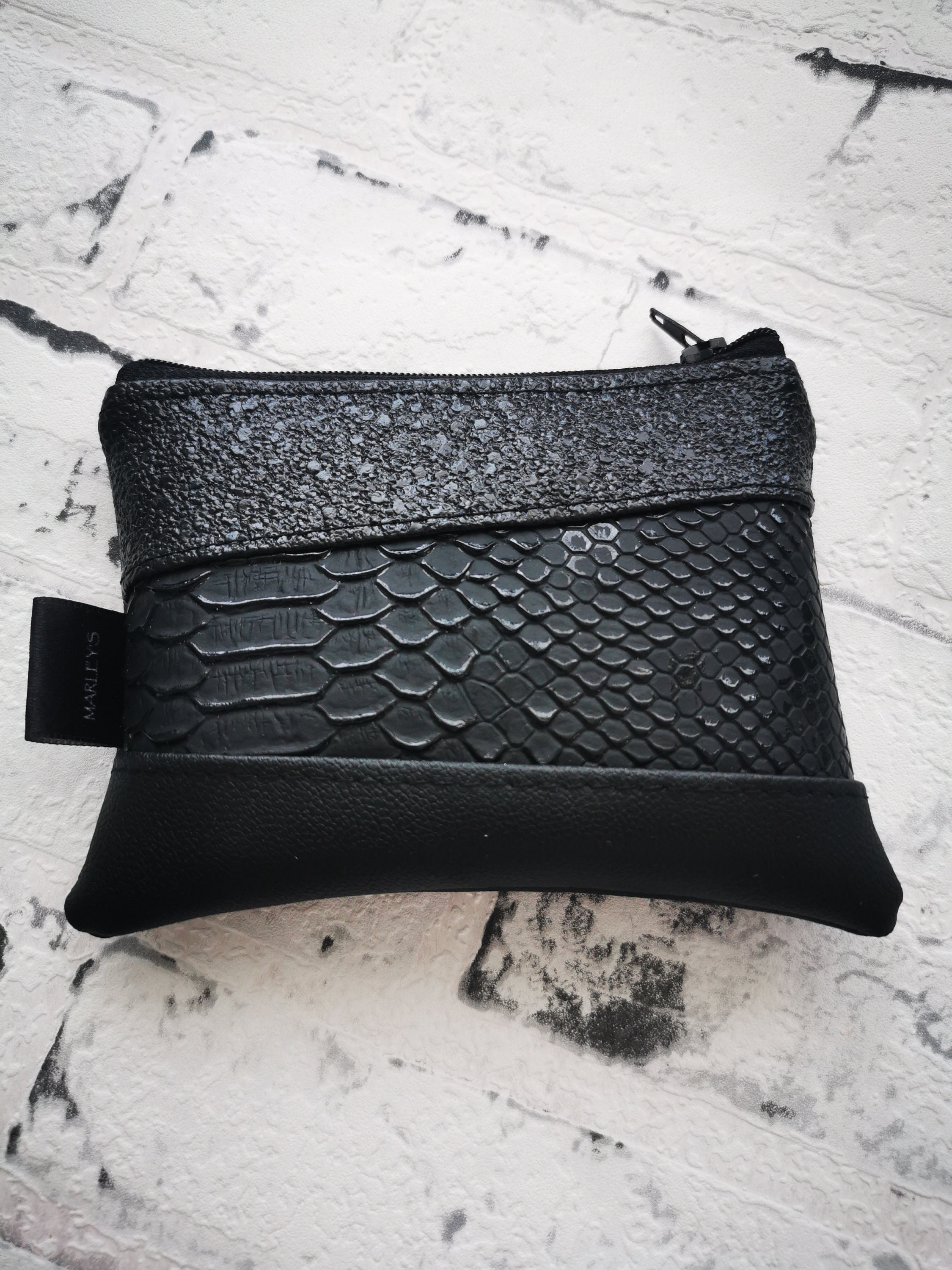 Black coin purse wallet Black zipper pouch Coin pouch black | Etsy