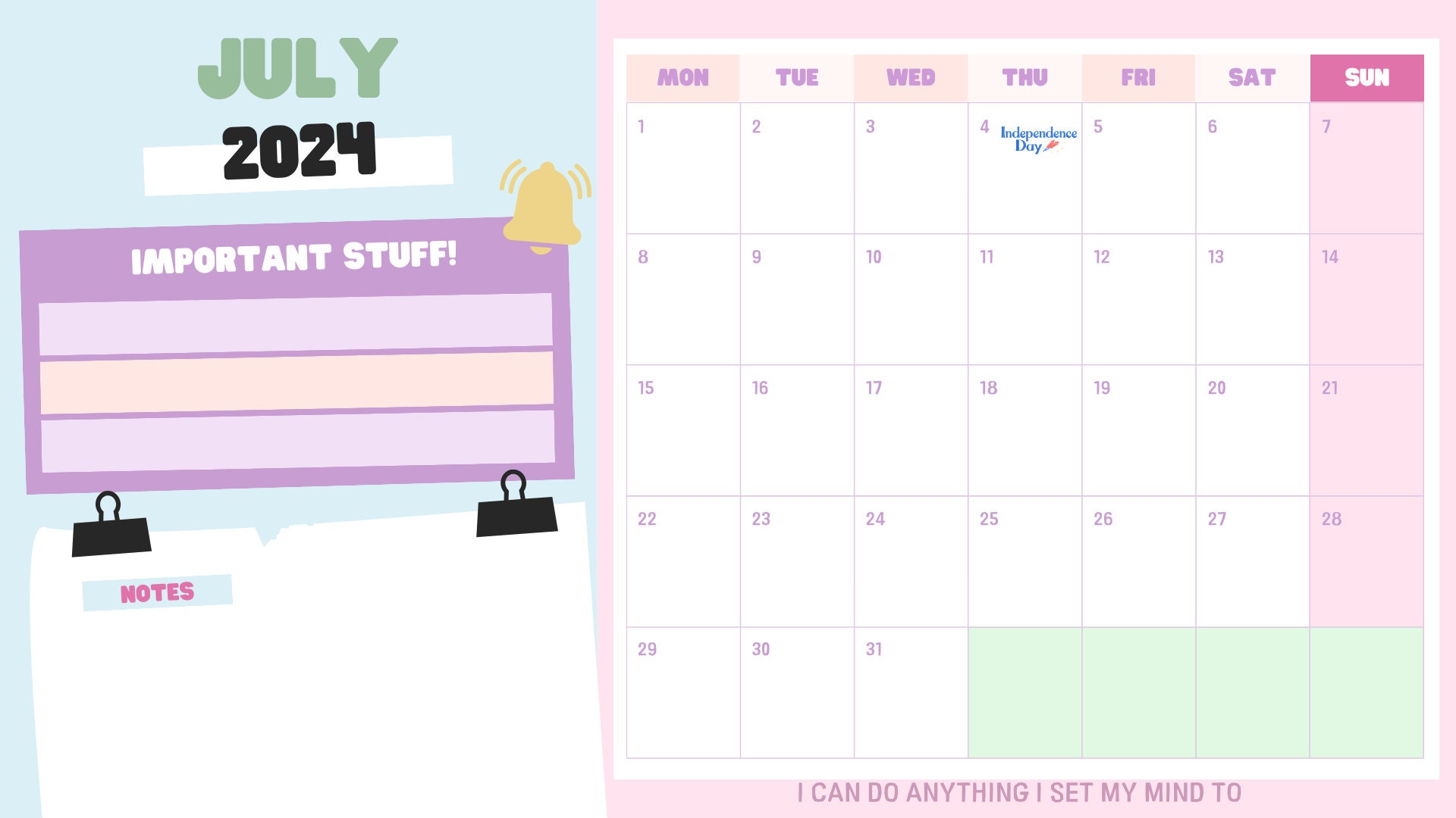 2024 Printable & Fully Editable Calendar With Affirmations - Etsy