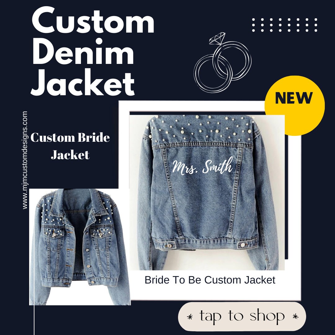 Custom Denim Pearl Jacket Bride to Be - Etsy