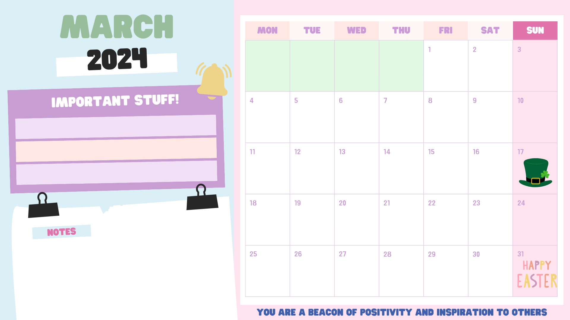 2024 Printable & Fully Editable Calendar With Affirmations - Etsy