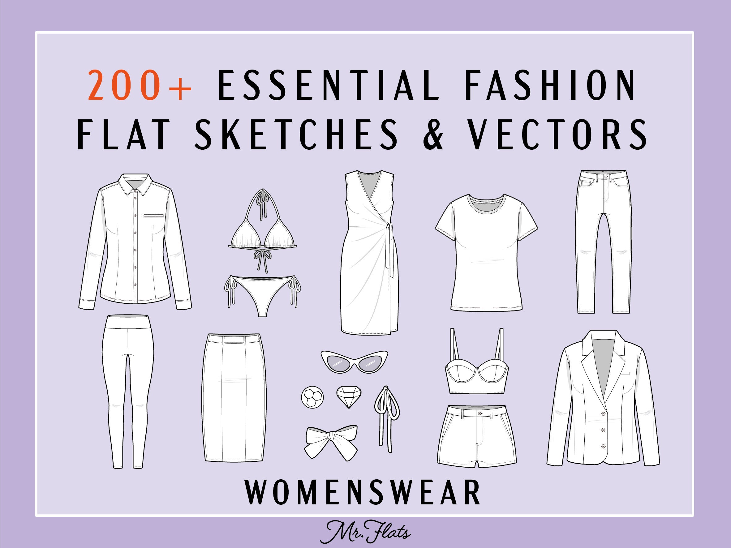 200+ Essential Fashion Flat Sketches - Womenswear - Etsy