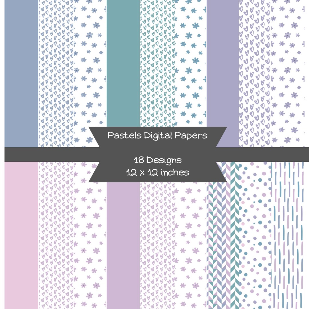 Pastel Designer Digital Craft Papers Instant Download, Scrap Books ...