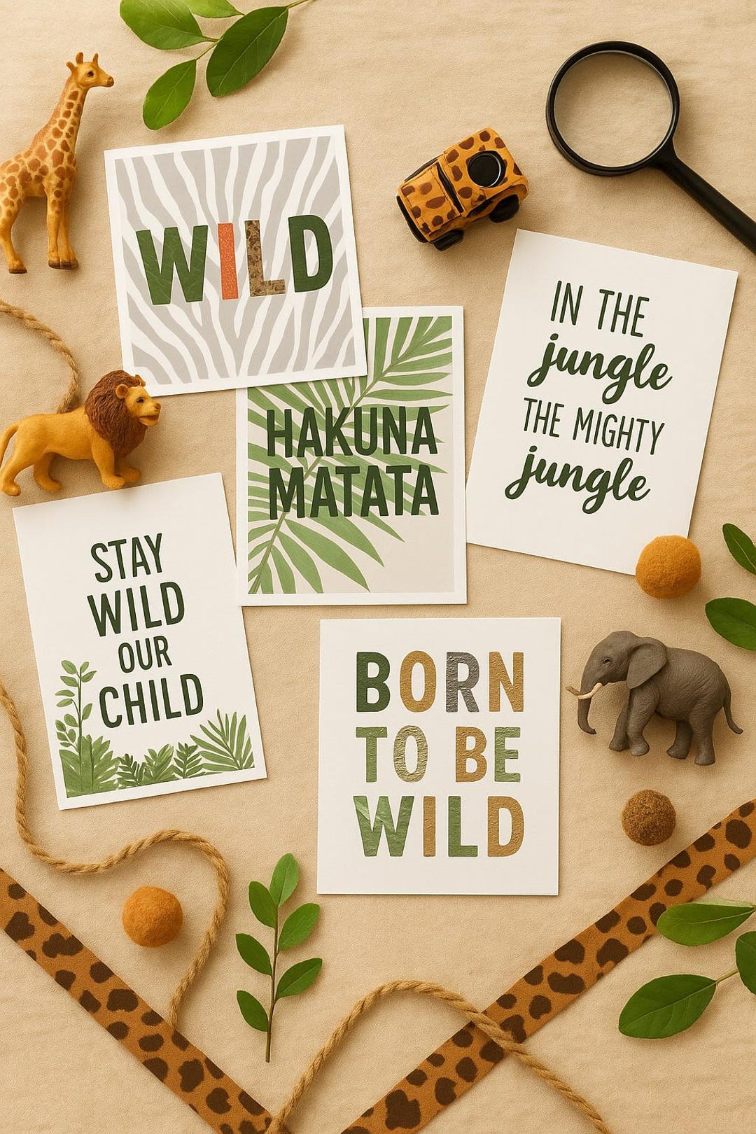 Safari Animal Postcards: Jungle Theme Decor, Inspirational Quotes - Etsy UK