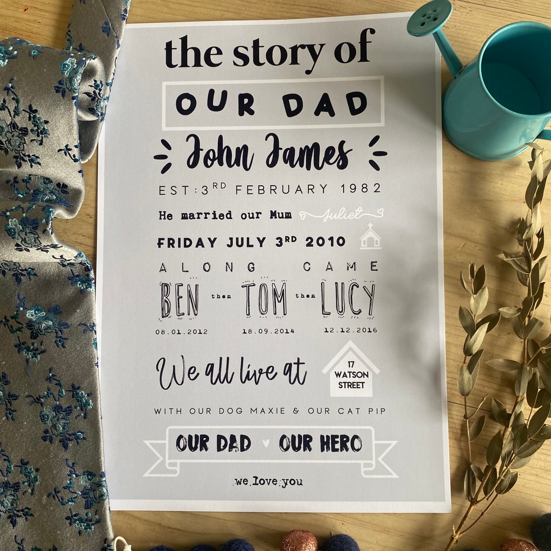 The Story of Dad// Fathers Day Print// Dads Print// Gifts for Dads ...