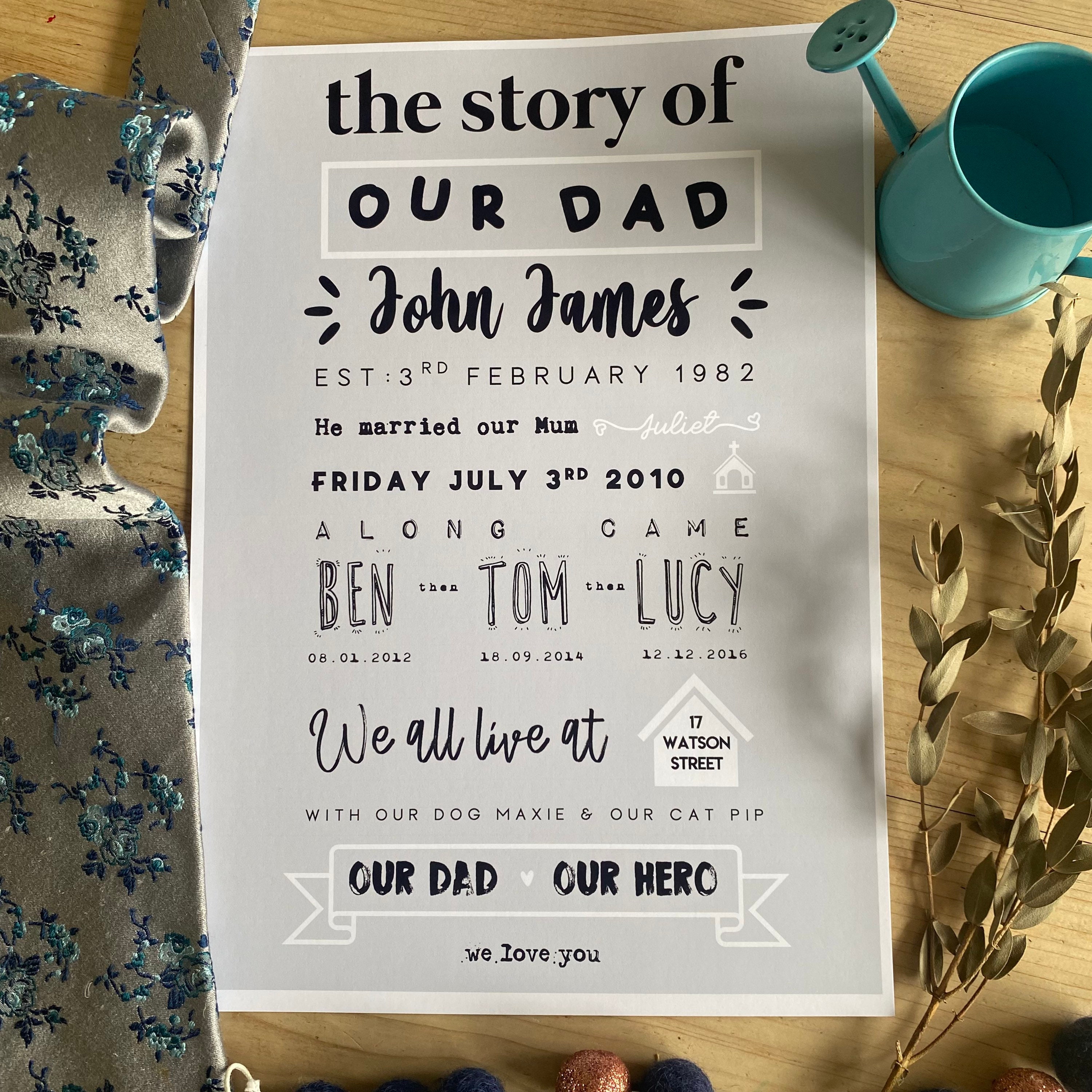 The Story of Dad// Fathers Day Print// Dads Print// Gifts for - Etsy