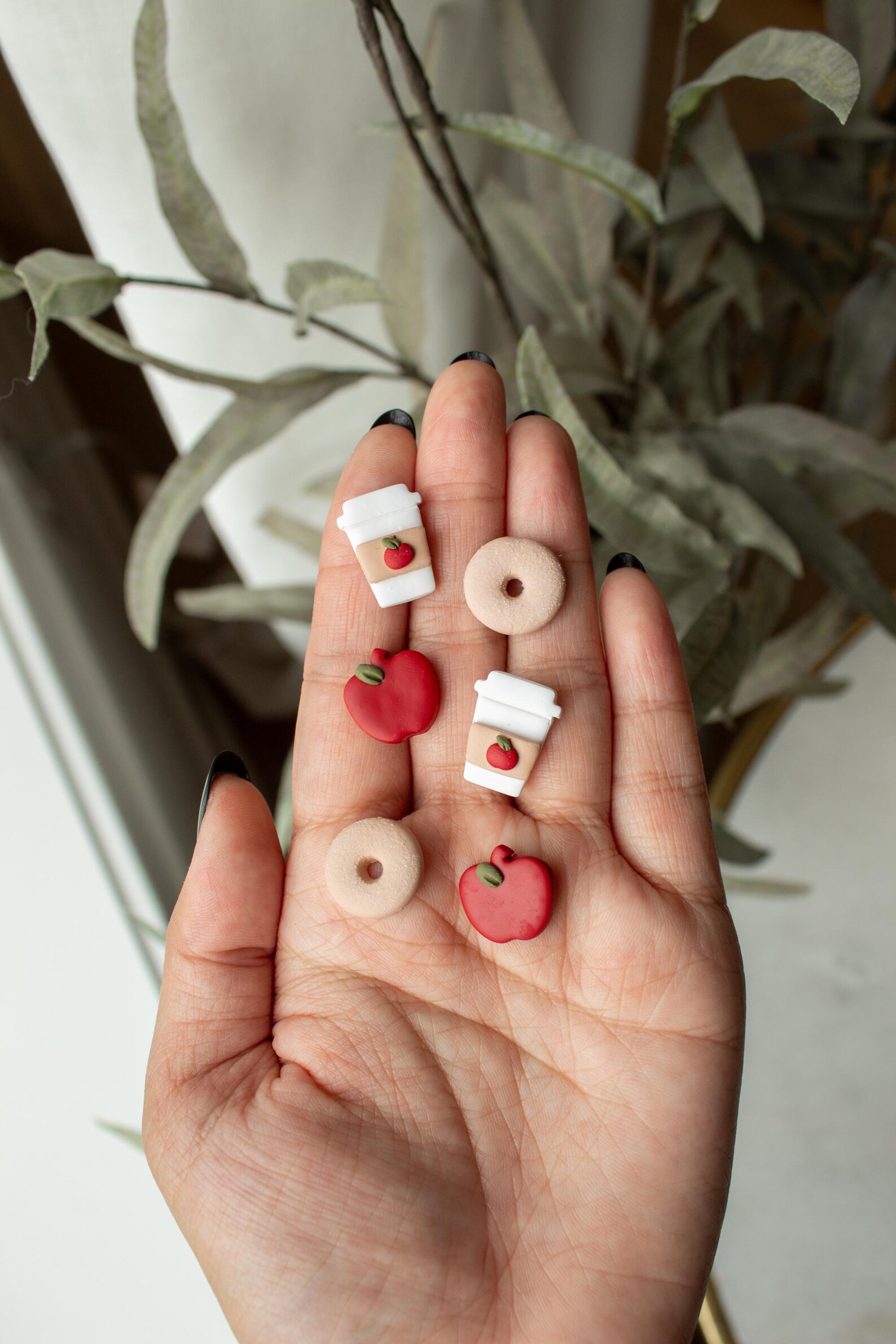 Apple Orchard Stud Pack Fall Polymer Clay Stud Earrings, Apple Donut ...