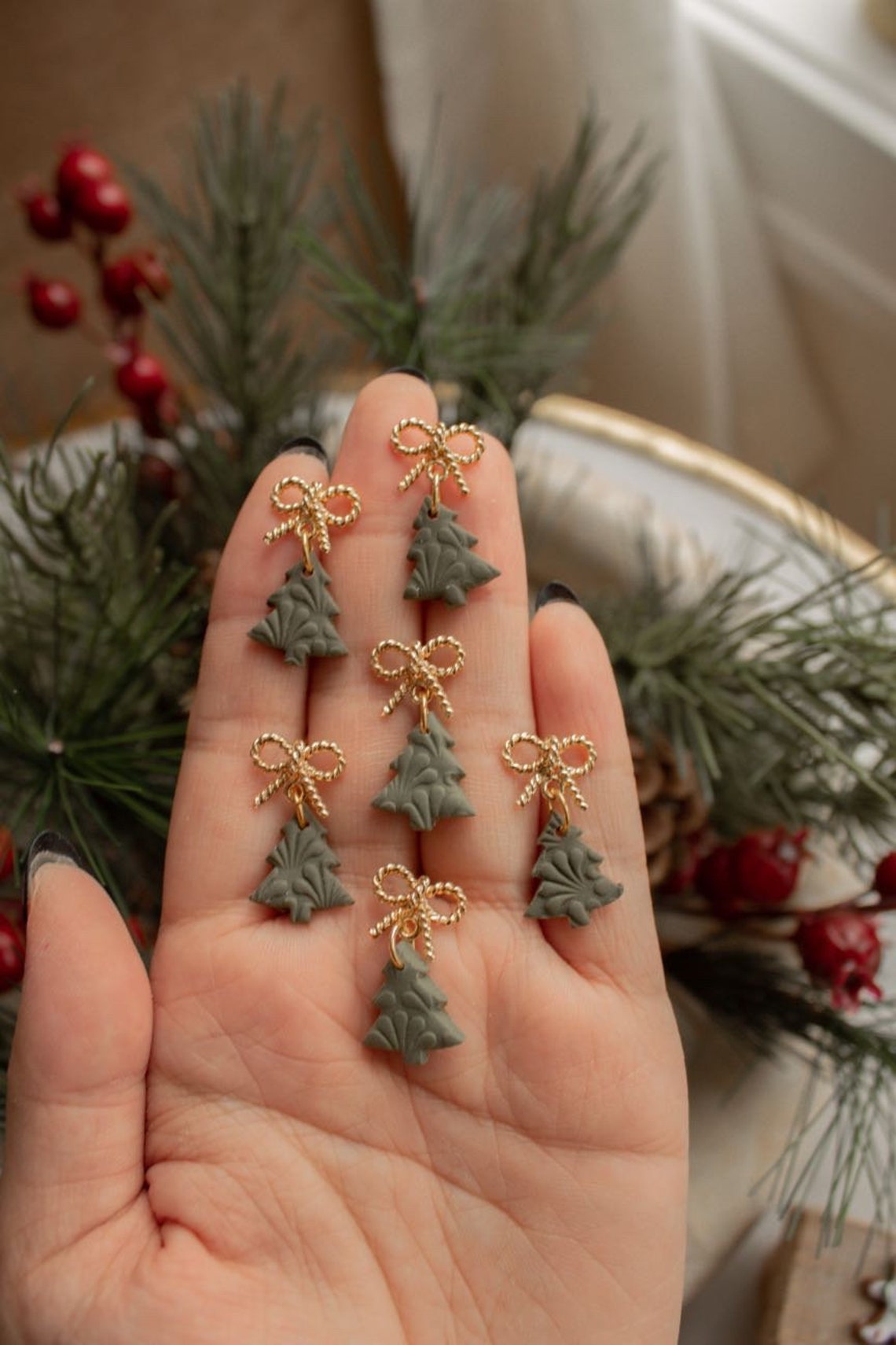 Bow Tree Mini Dangles Tree Dangle Earrings Gold Dangles - Etsy