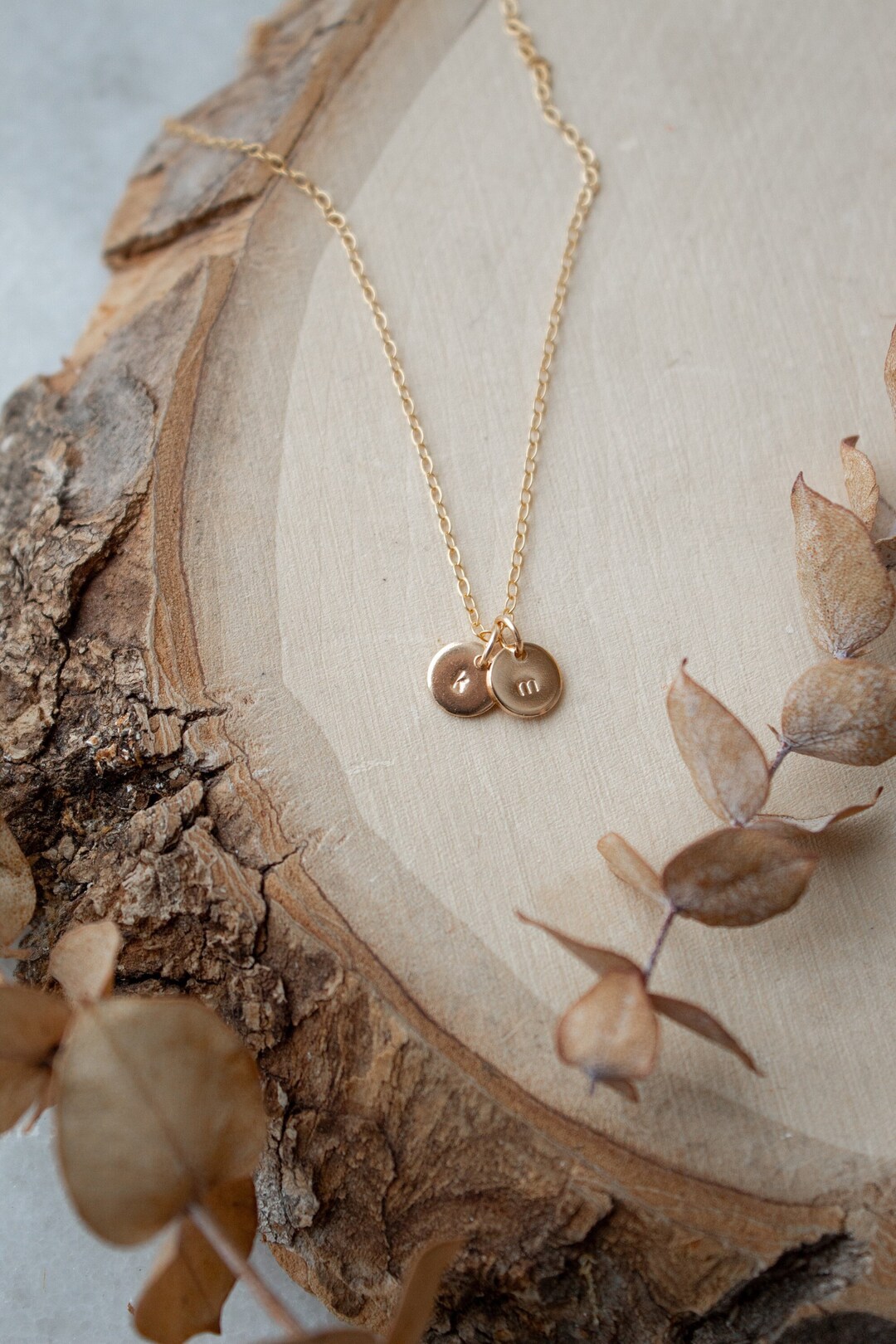 Personalized Hand Stamped Initial Necklace | 14K Gold Filled Tiny ...