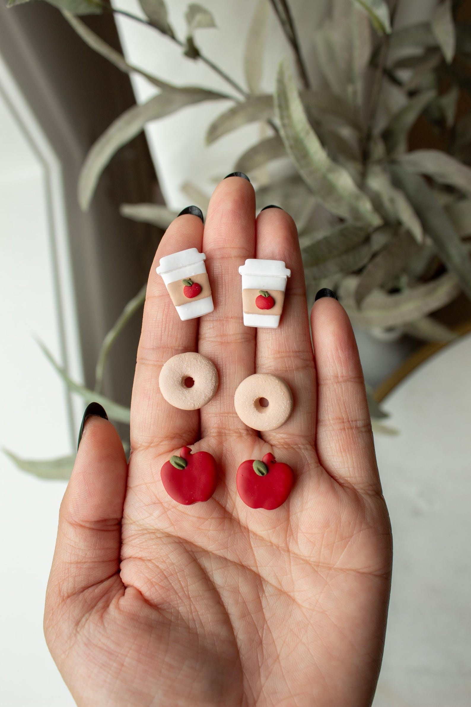 Apple Orchard Stud Pack Fall Polymer Clay Stud Earrings, Apple Donut ...