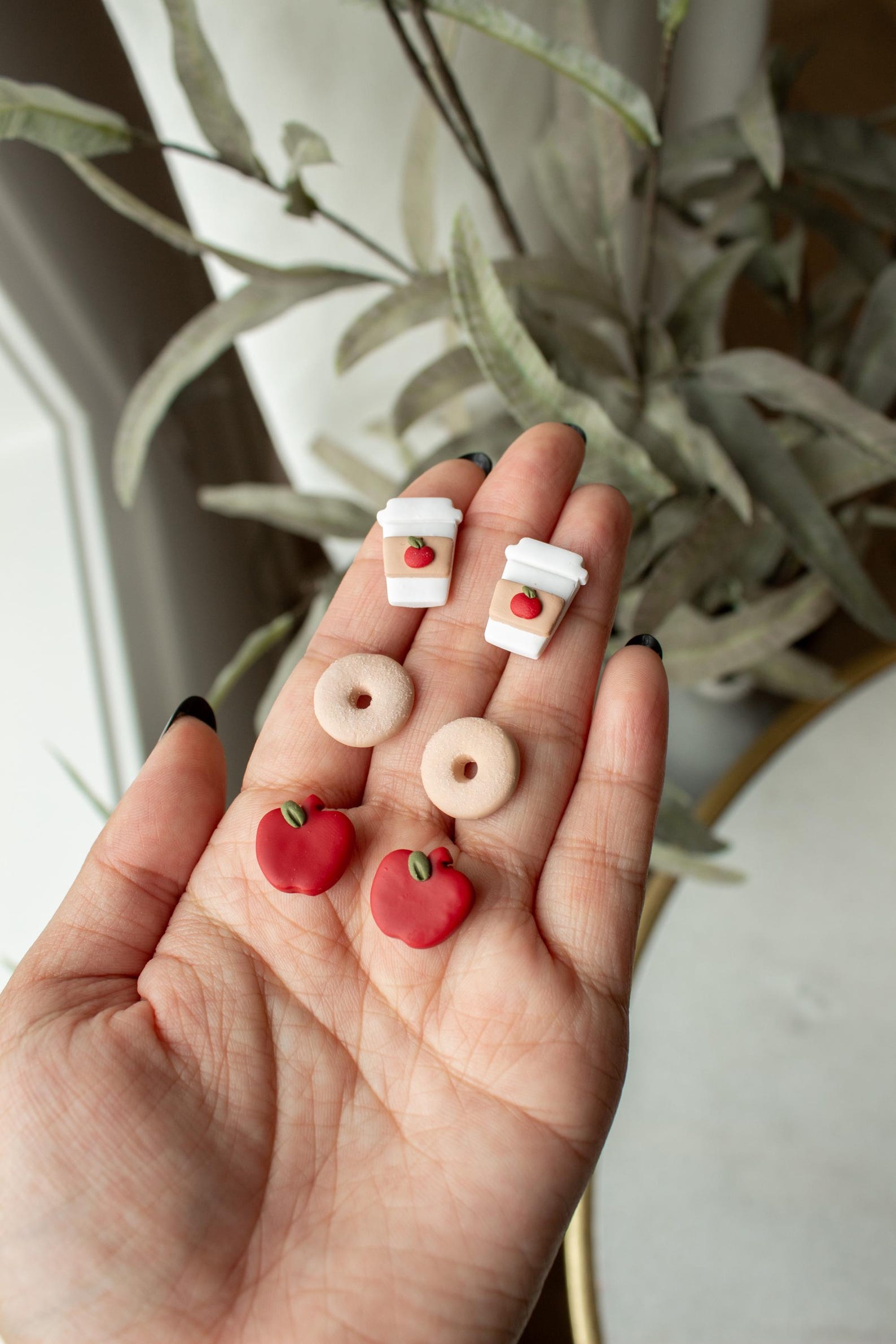 Apple Orchard Stud Pack | Fall Polymer Clay Stud Earrings, Apple Donut ...