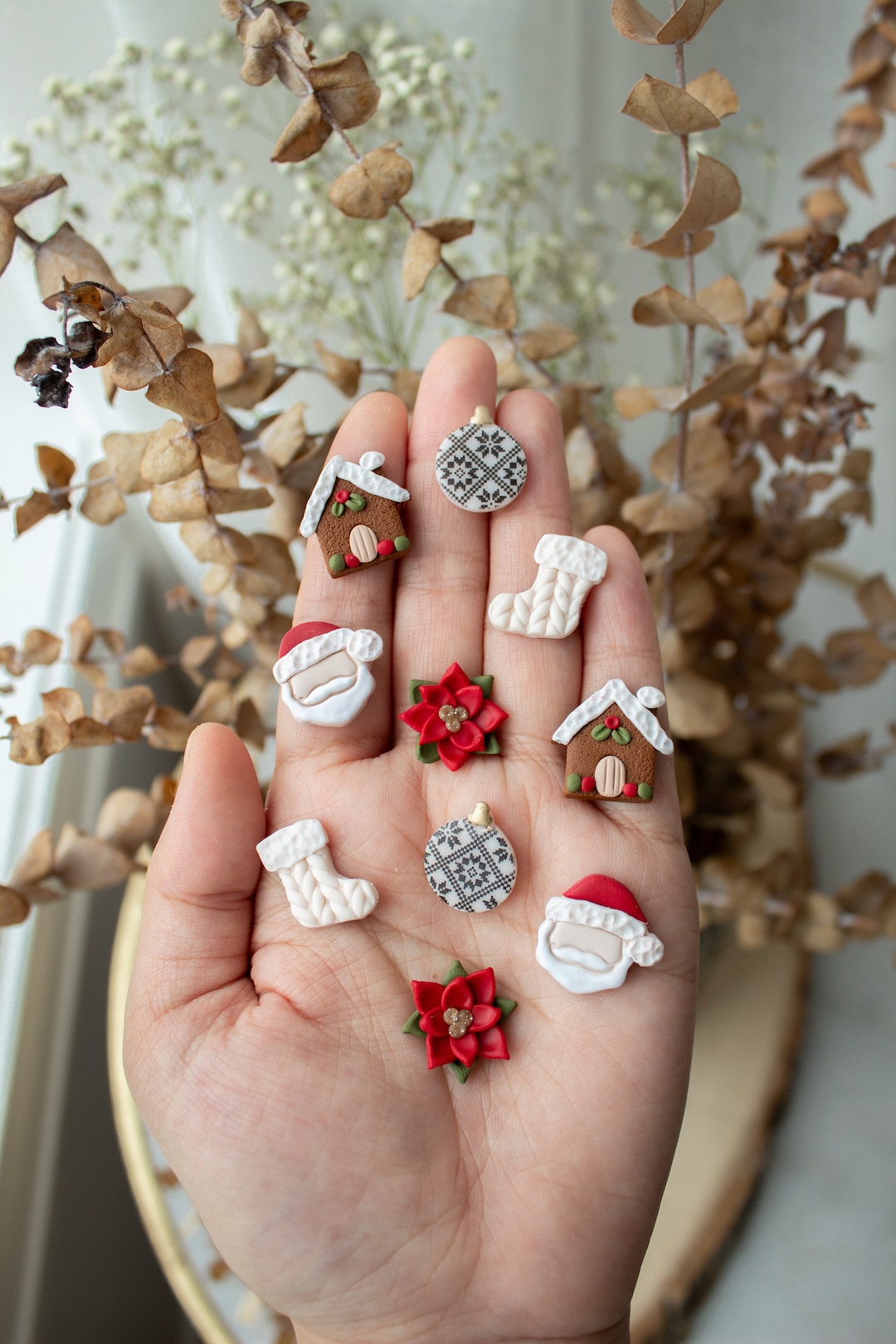 Classic Christmas Stud Pack | Polymer Clay Stud Earrings, Santa ...