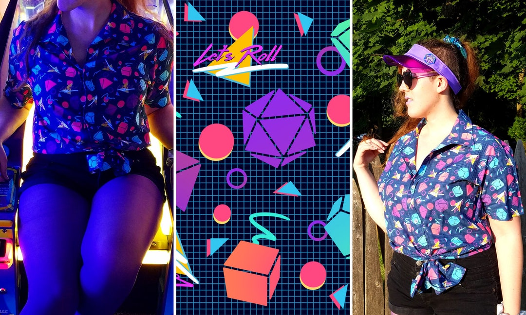 Let's Roll 80s DND Button Down - Etsy