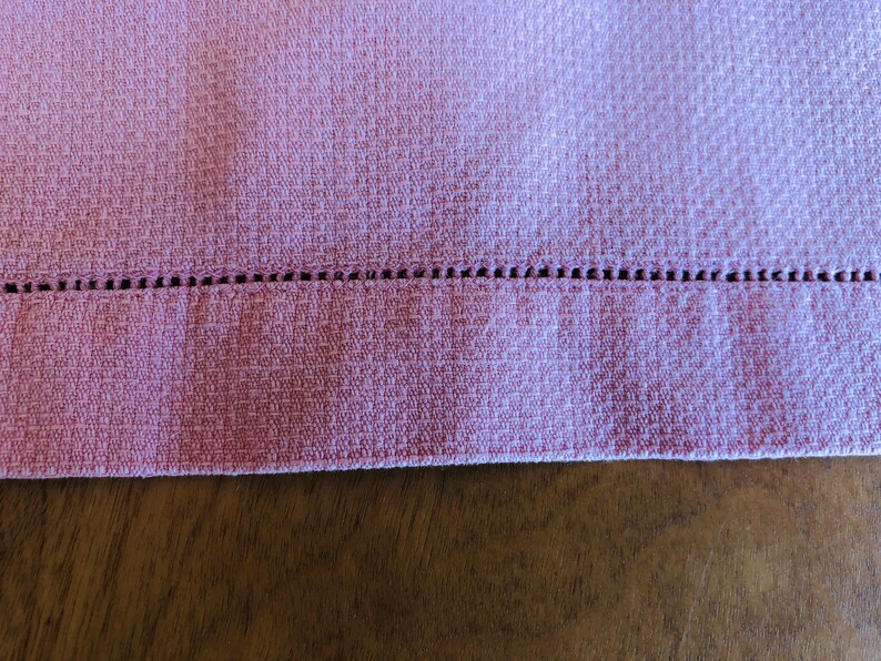 Tea Towel Set Inches Pink Pulled Drawn Hems Shabby Chic Vintage Linens ...