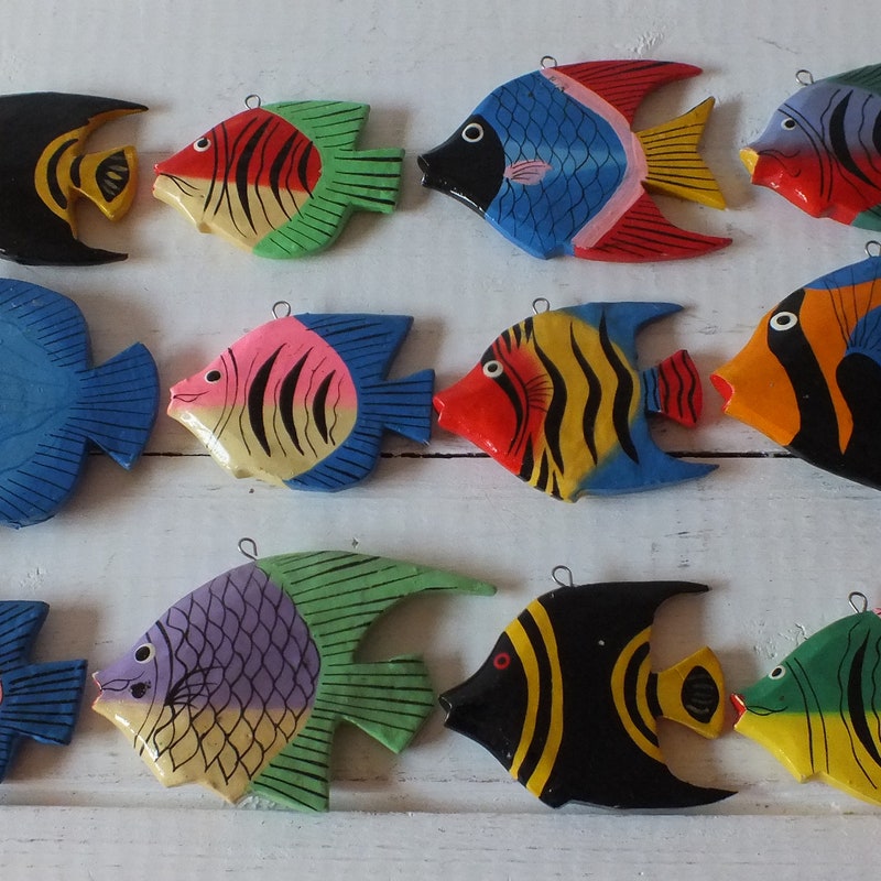 Painted Wood Fish - Etsy