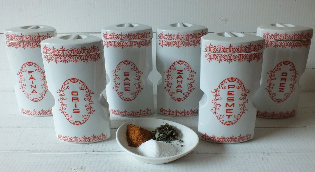 Vintage Alba Julia Spice Triangle Containers - Romanian Porcelain Spice ...