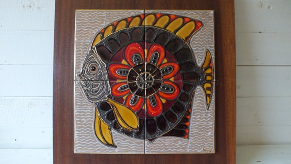 Vintage Art Ceramic Tiles Mural Fish Hand-painted Wall - Etsy