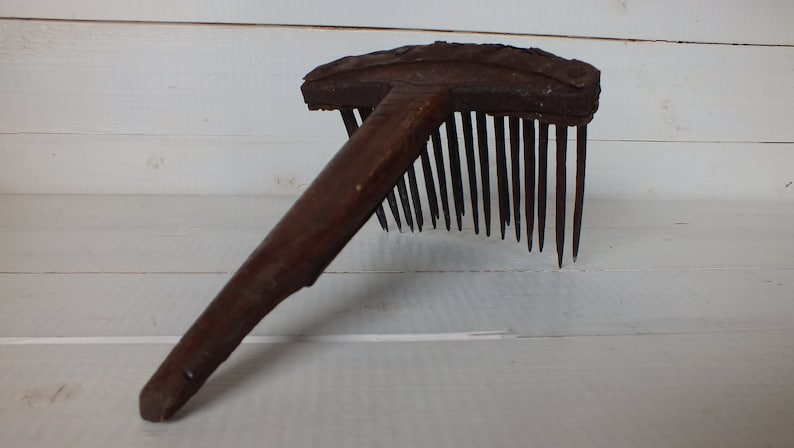 Antique Wool Comb - Rare Old Wool Tool - Ethnic Wooden Comb - Primitive ...