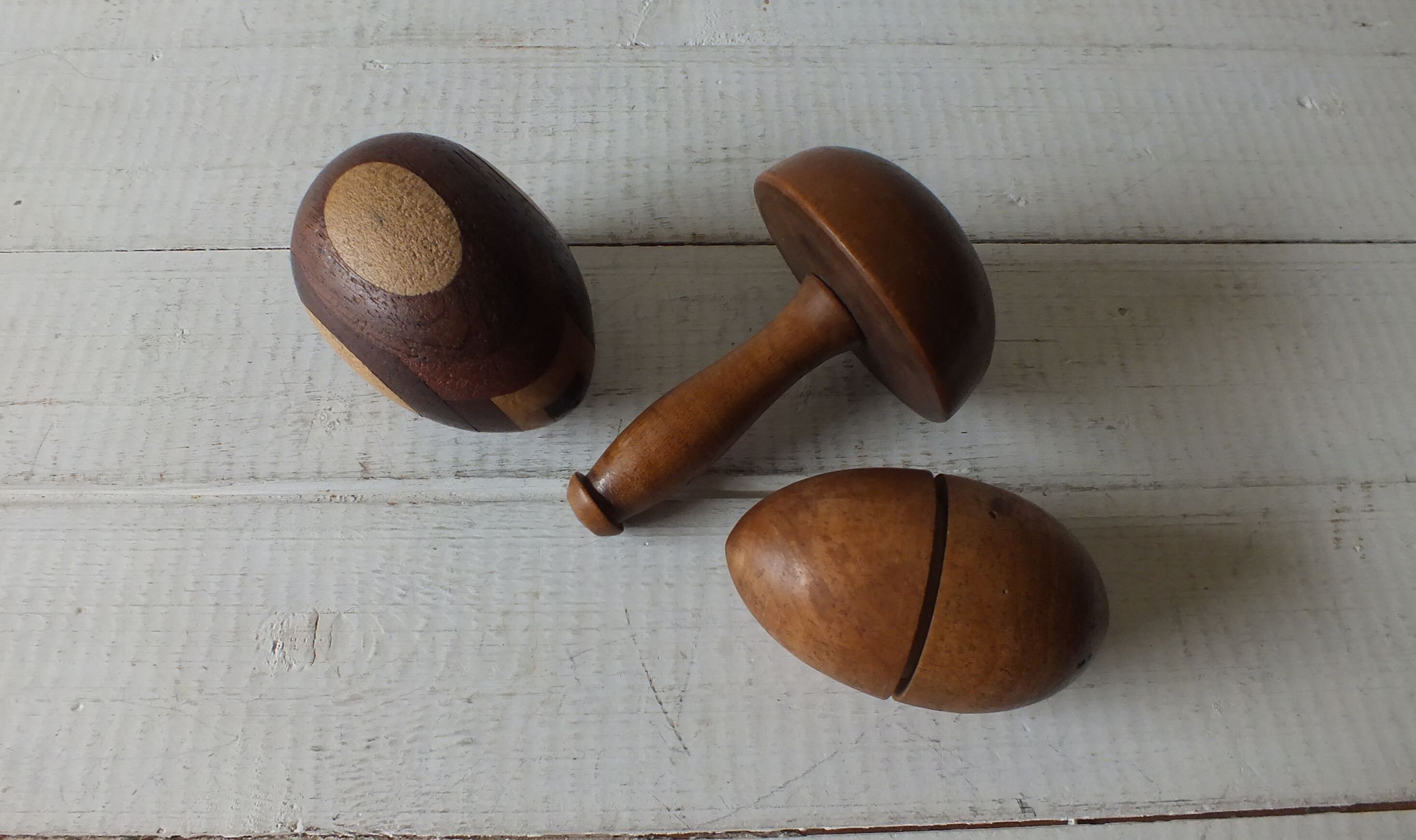 Antique Wooden Darning Set - Antique Sewing Kit- Wooden Mushroom and ...