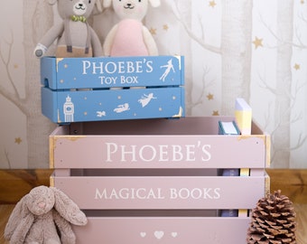 Custom Handpainted Storage Crate, Personalized Toy Box Crate, Book Box ...