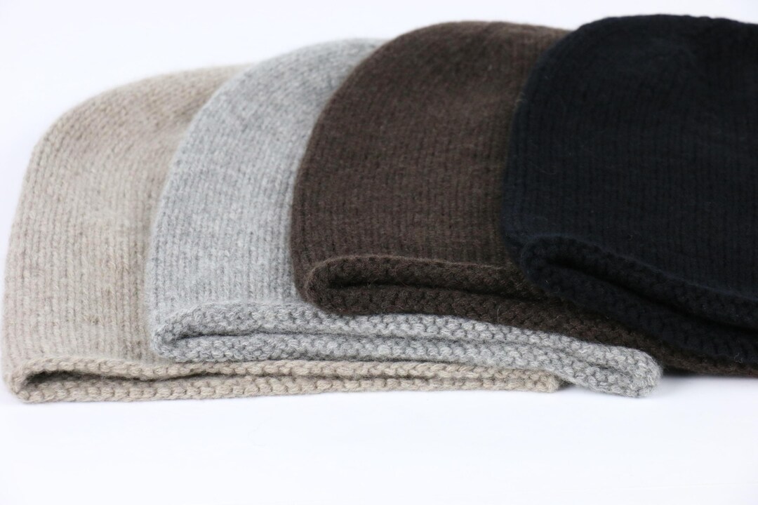 Cashmere Knit Hat Women Beige Knitted Hat Pure Cashmere Hat Knit Hat ...