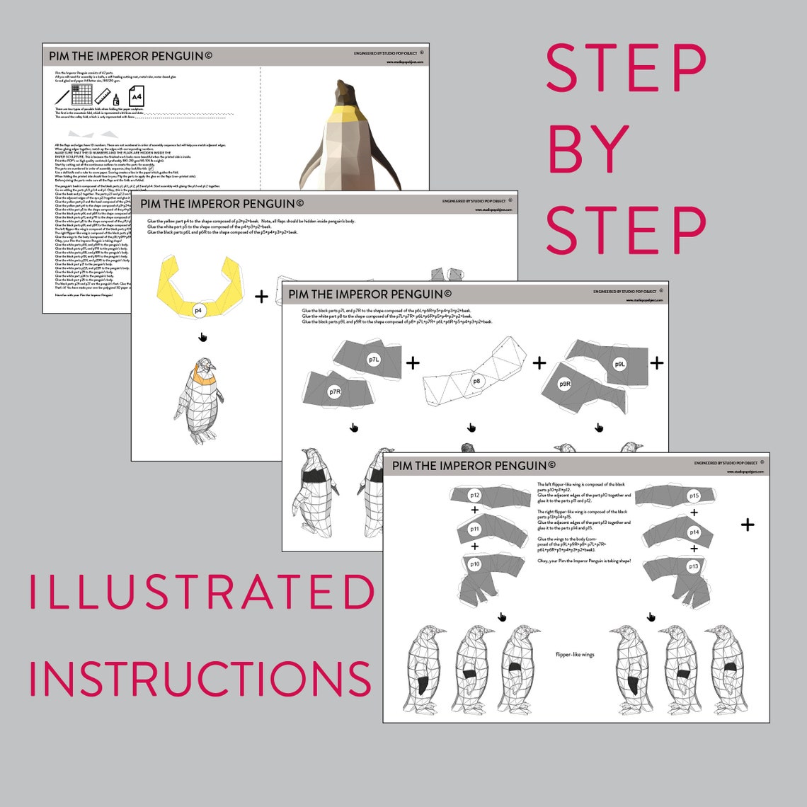 Penguin Paper Model | 3D Papercraft Sculpture | DIY Craft Kit & Trophy ...