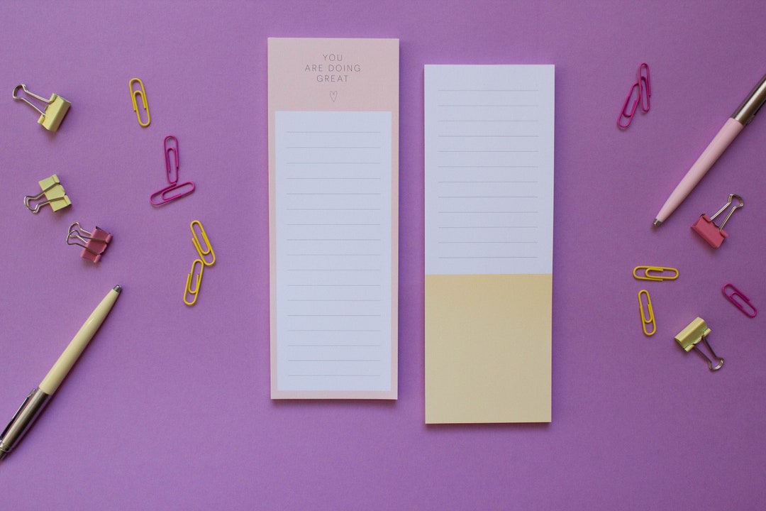 Set of Lined Notepads, Vertical Format, Minimal Pink and Yellow - Etsy