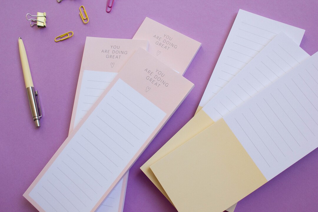 Set of Striped Notepads Vertical Format Minimal Pink and - Etsy