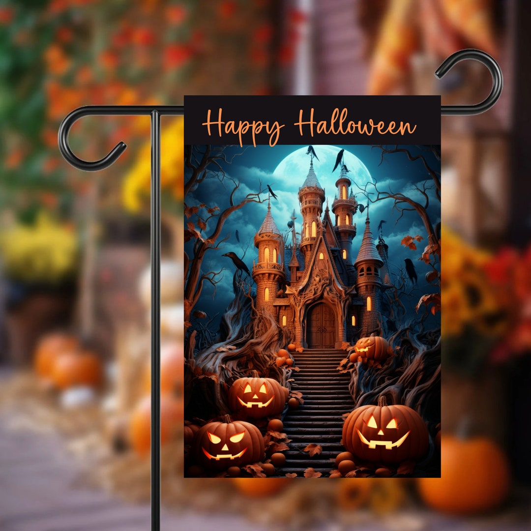 Haunted House Flag Happy Halloween Garden Flags Garden Flag - Etsy